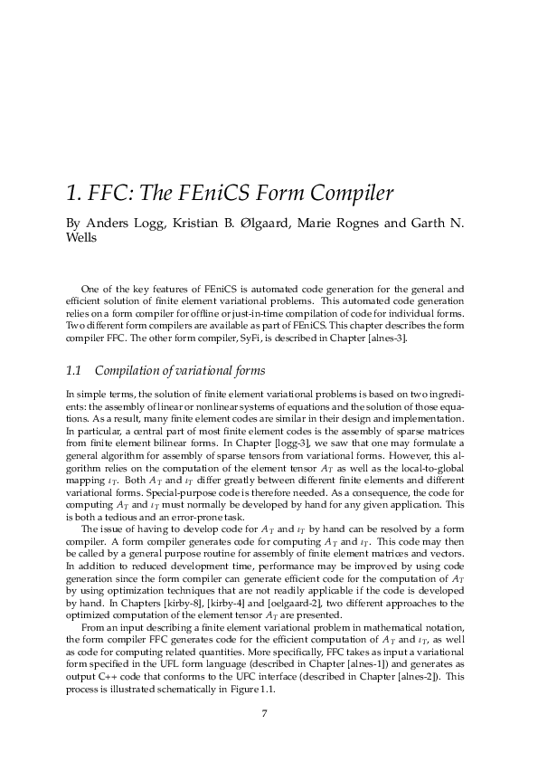(PDF) FFC: the FEniCS form compiler