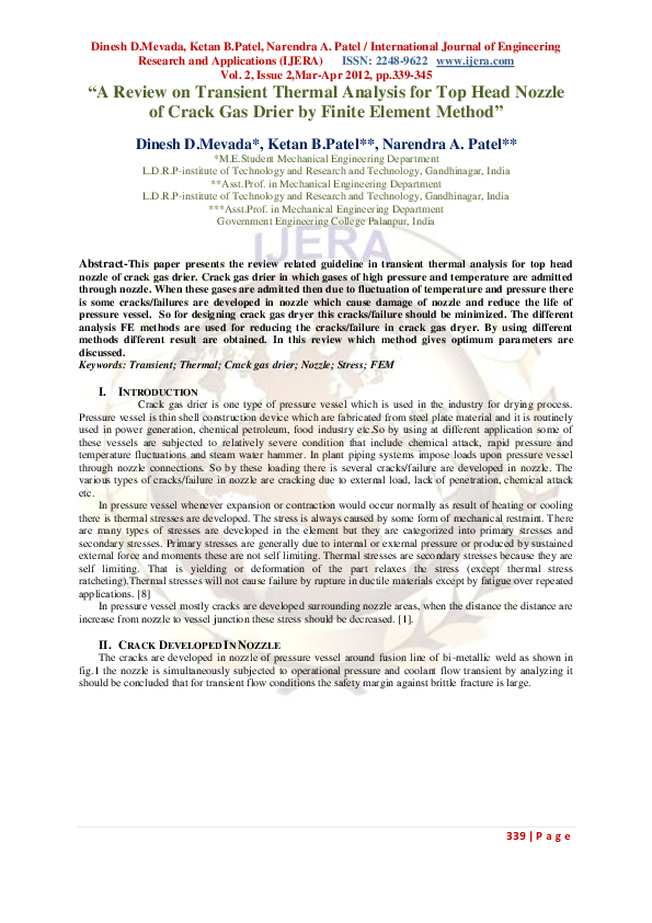 (PDF) “A Review on Transient Thermal Analysis for Top Head Nozzle of ...