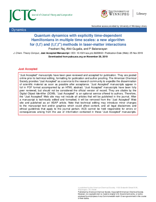 (PDF) Quantum Dynamics with Explicitly Time-Dependent Hamiltonians in Multiple Time Scales: A ...