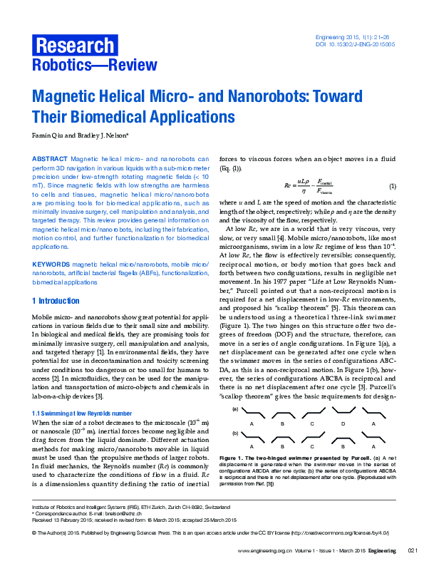 (PDF) Magnetic Helical Micro- and Nanorobots: Toward Their Biomedical ...