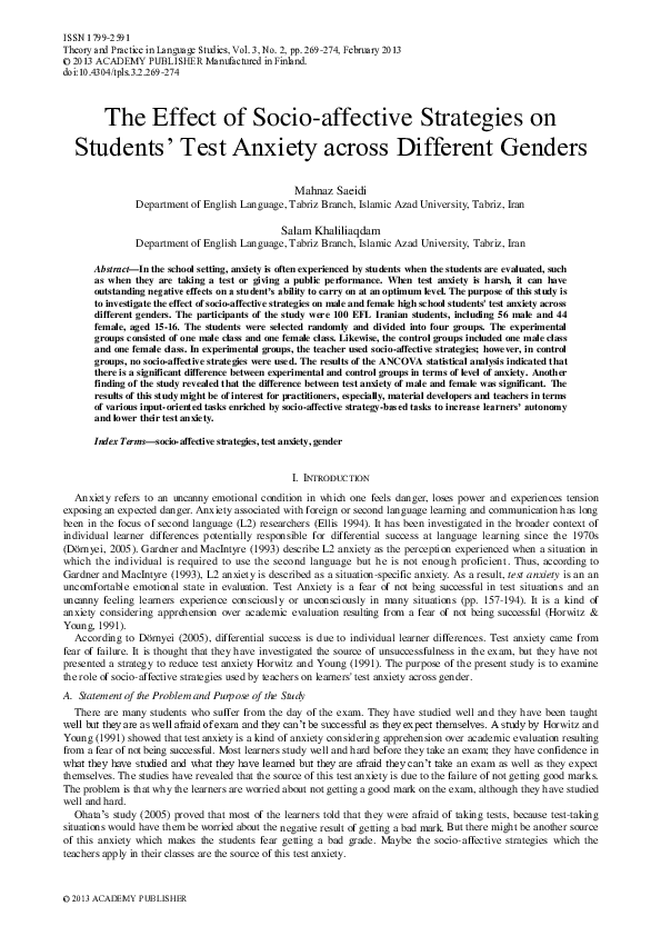(PDF) The Effect of Socio-affective Strategies on Students’ Test ...