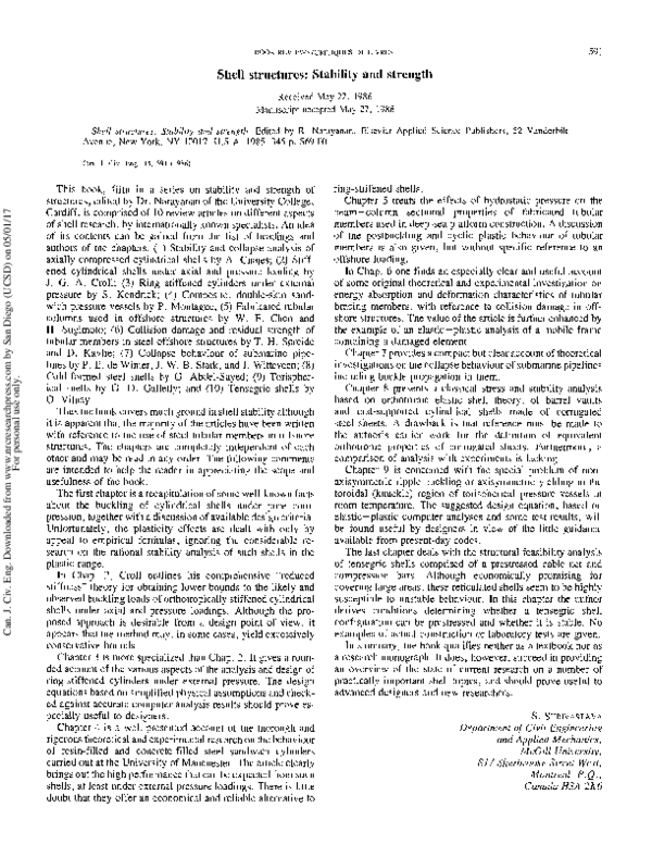 (PDF) Shell structures: Stability and strength