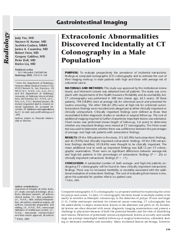 (PDF) Extracolonic Abnormalities Discovered Incidentally at CT ...