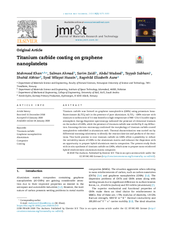(PDF) Titanium carbide coating on graphene nanoplatelets