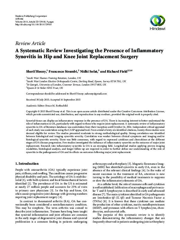 (PDF) A Systematic Review Investigating the Presence of Inflammatory ...