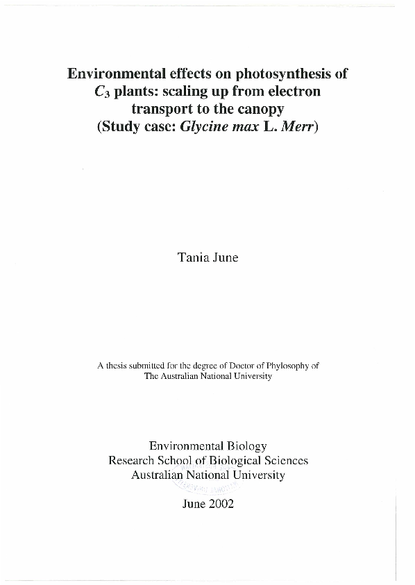 (PDF) Environmental effects on photosynthesis of C3 plants : scaling up ...
