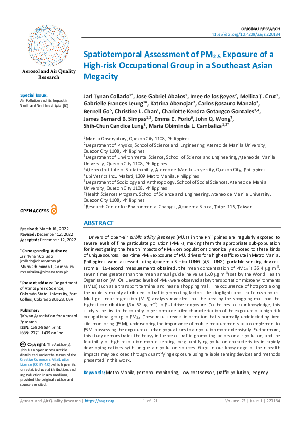 Pdf Spatiotemporal Assessment Of Pm2 5 Exposure Of A High Risk