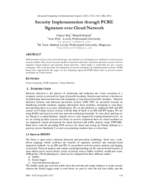 (PDF) Security Implementation through PCRE Signature over Cloud Network