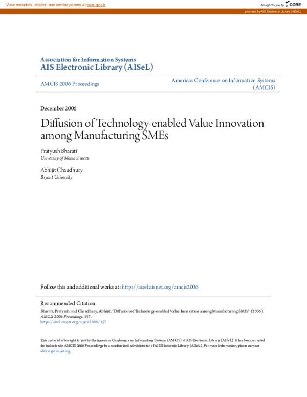 (PDF) Diffusion of Technology-enabled Value Innovation among ...