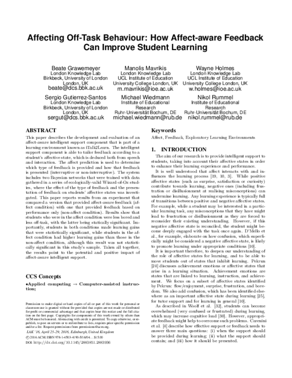 (PDF) Affecting off-task behaviour
