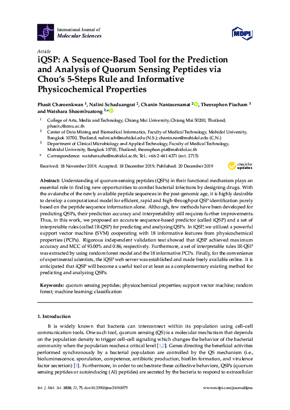 (PDF) iQSP: A Sequence-Based Tool for the Prediction and Analysis of ...