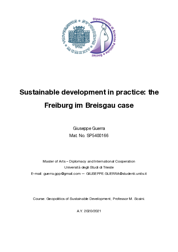 (PDF) Sustainable development in practice: the Freiburg im Breisgau case