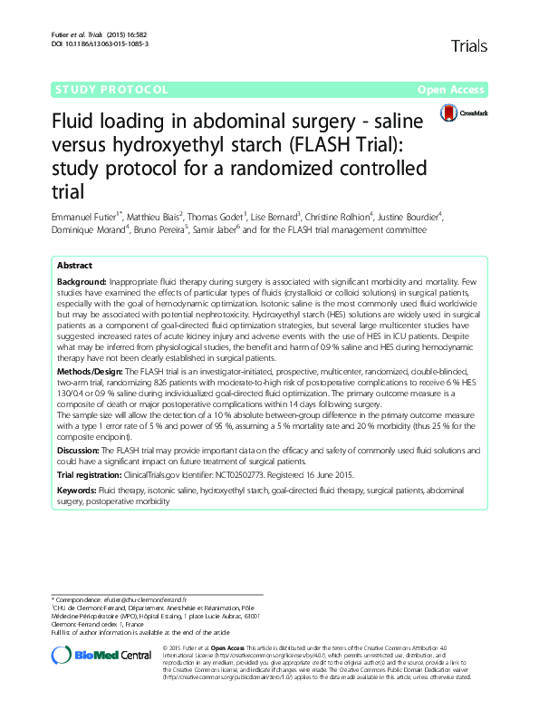(PDF) Fluid loading in abdominal surgery - saline versus hydroxyethyl ...