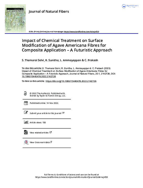 (PDF) Impact of Chemical Treatment on Surface Modification of Agave ...
