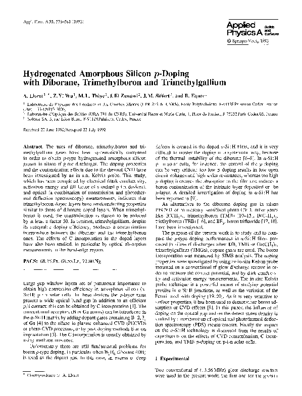 (PDF) Hydrogenated amorphous silicon p-doping with diborane ...