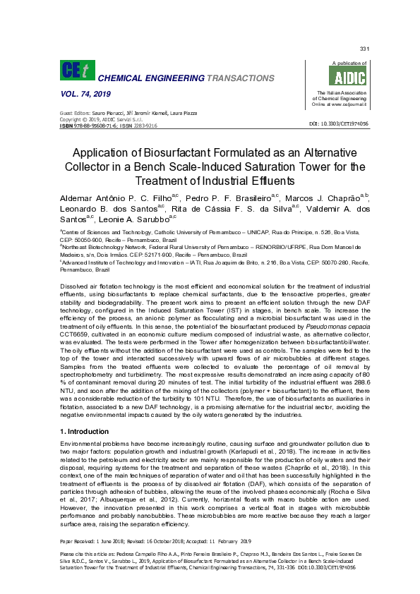 (PDF) Application of Biosurfactant Formulated as an Alternative ...