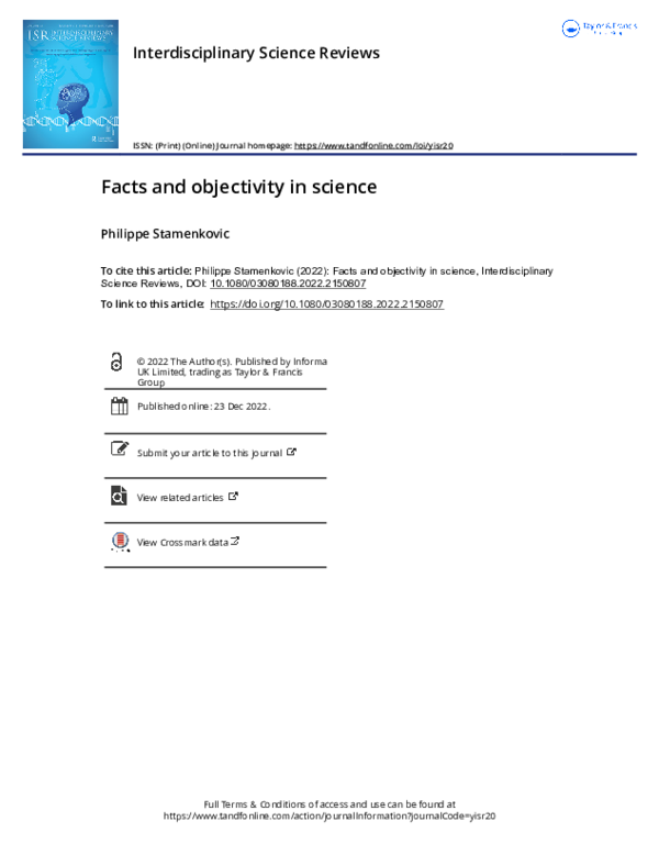 (PDF) Facts and objectivity in science