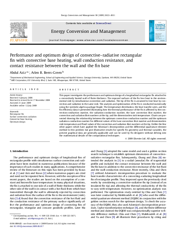 Performance and optimum design of convective–radiative rectangular fin ...