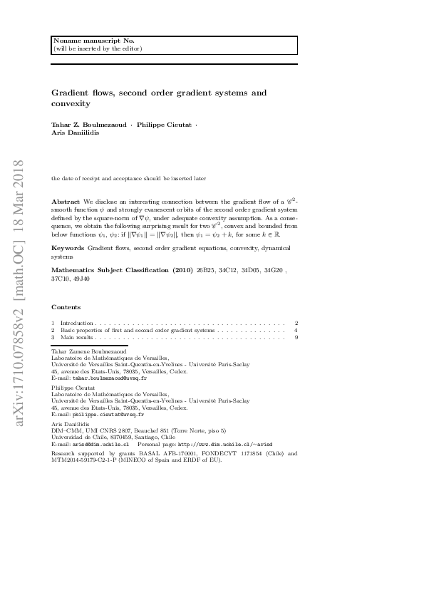 (PDF) Gradient Flows, Second-Order Gradient Systems and Convexity