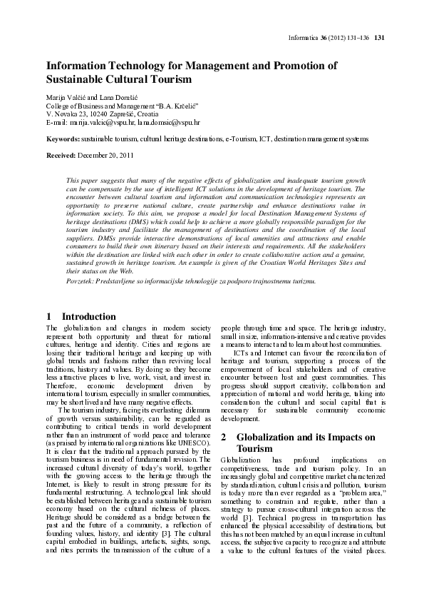 (PDF) Information Technology for Management and Promotion of