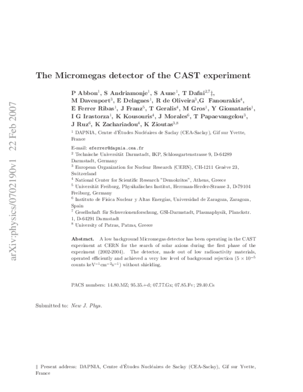(PDF) The Micromegas detector of the CAST experiment