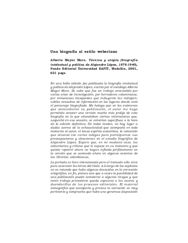 (PDF) Una biografía al estilo weberiano