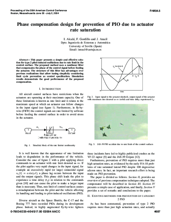 (PDF) Phase compensation design for prevention of PIO due to actuator ...