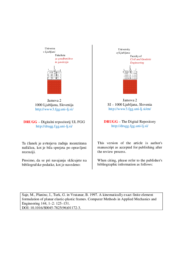 (PDF) A kinematically exact finite element formulation of planar elastic-plastic frames