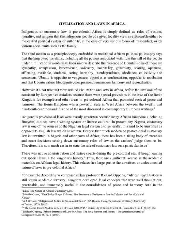 (DOC) CIVILIZATION AND LAWS IN AFRICA