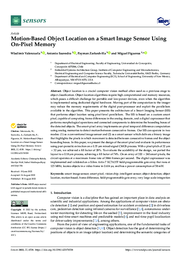 Pdf Motion Based Object Location On A Smart Image Sensor Using On 2514