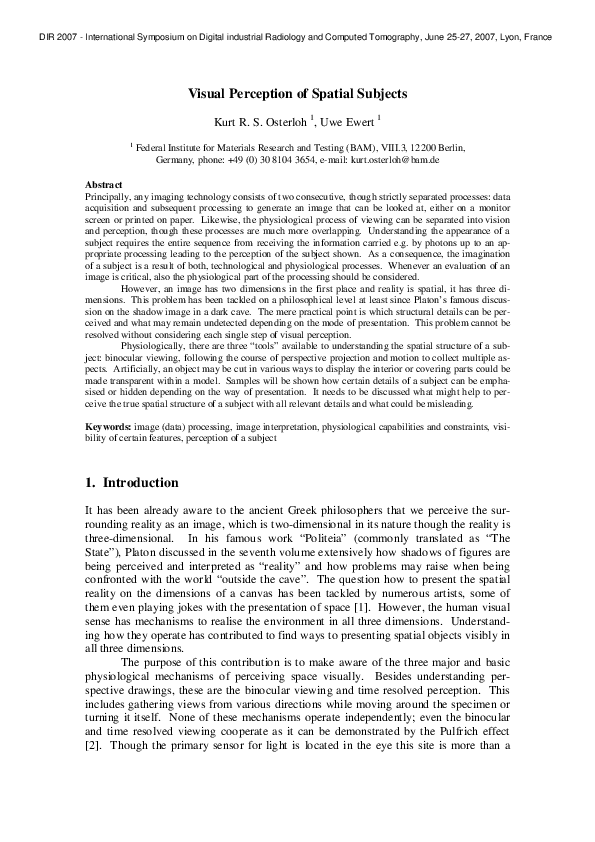 (PDF) Visual Perception of Spatial Subjects