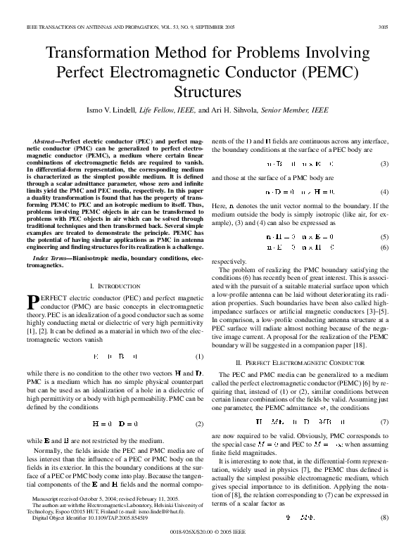 (PDF) Transformation method for problems involving perfect ...
