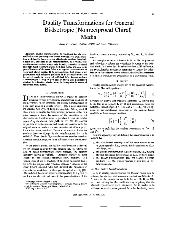 (PDF) Duality transformations for general bi-isotropic (nonreciprocal chiral) media