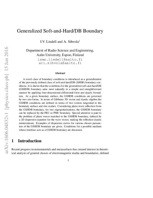 (PDF) Generalized Soft-and-Hard/DB Boundary