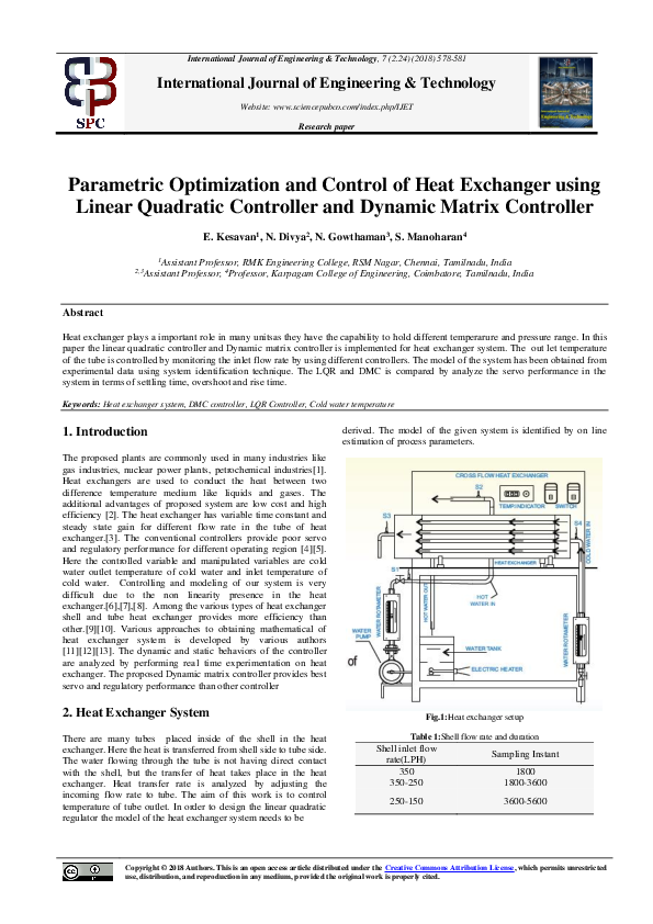 (PDF) Parametric Optimization and Control of Heat Exchanger using ... (PDF) Parametric Optimization and Control of Heat Exchanger using ...