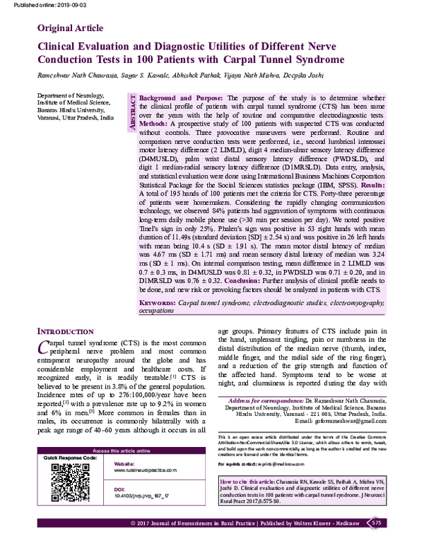 (PDF) Clinical Evaluation and Diagnostic Utilities of Different Nerve ...