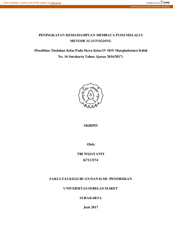 (PDF) Peningkatan Kemampuan Membaca Puisi Melalui Model Pembelajaran Savi Pada Siswa Kelas III ...