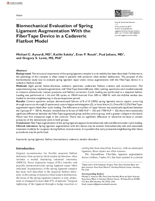(PDF) Biomechanical Evaluation of Spring Ligament Augmentation With the ...