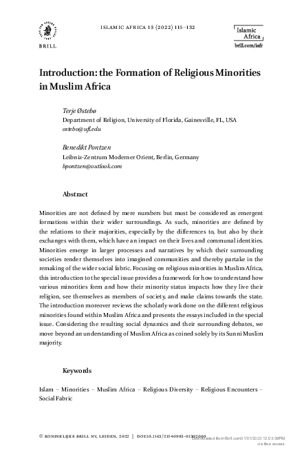 (PDF) Introduction: the Formation of Religious Minorities in Muslim Africa