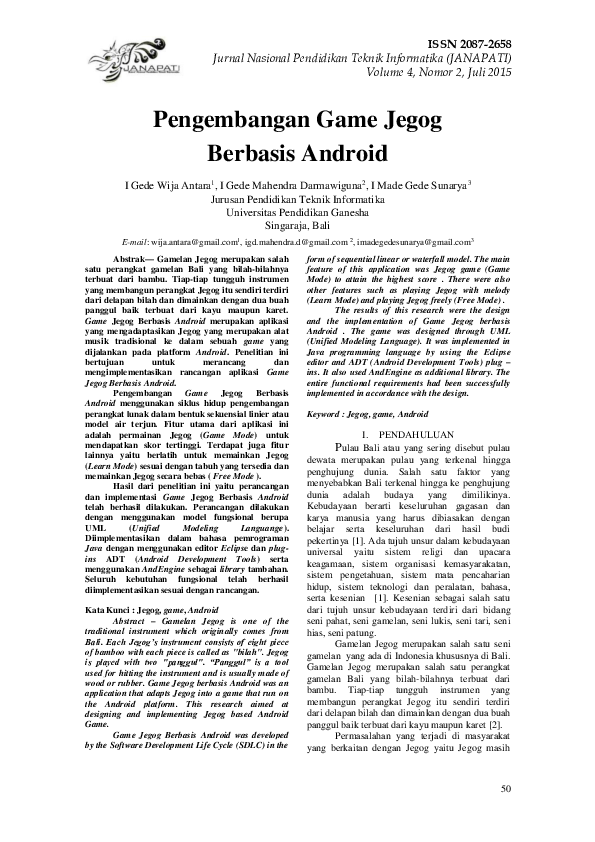 (PDF) Pengembangan Game Jegog Berbasis Android