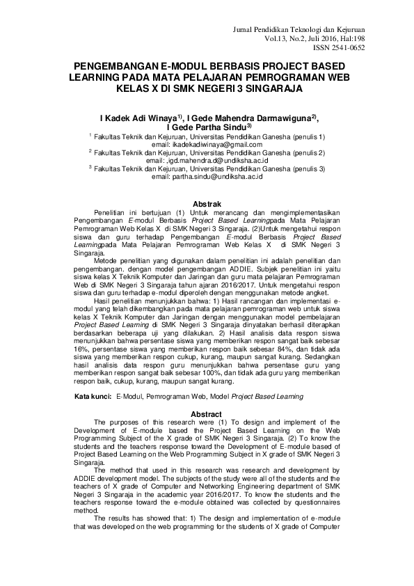 (PDF) Pengembangan E-Modul Berbasis Project Based Learning Pada Mata ...