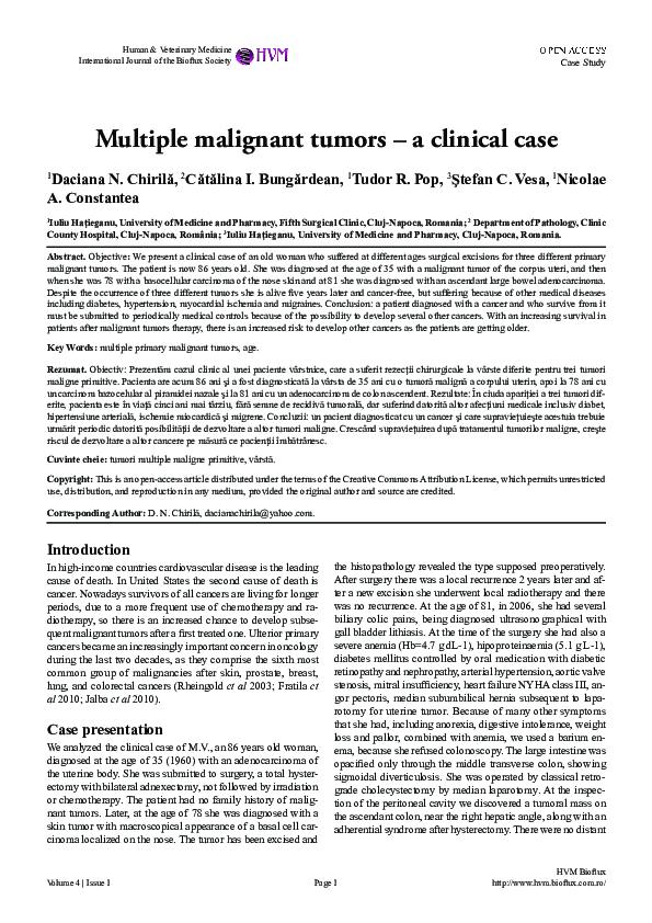 (PDF) Multiple malignant tumors–a clinical case