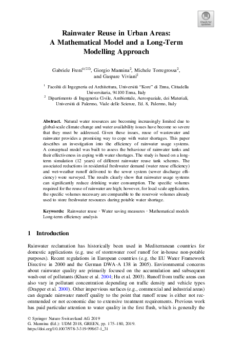 (PDF) Rainwater Reuse in Urban Areas: A Mathematical Model and a Long ...