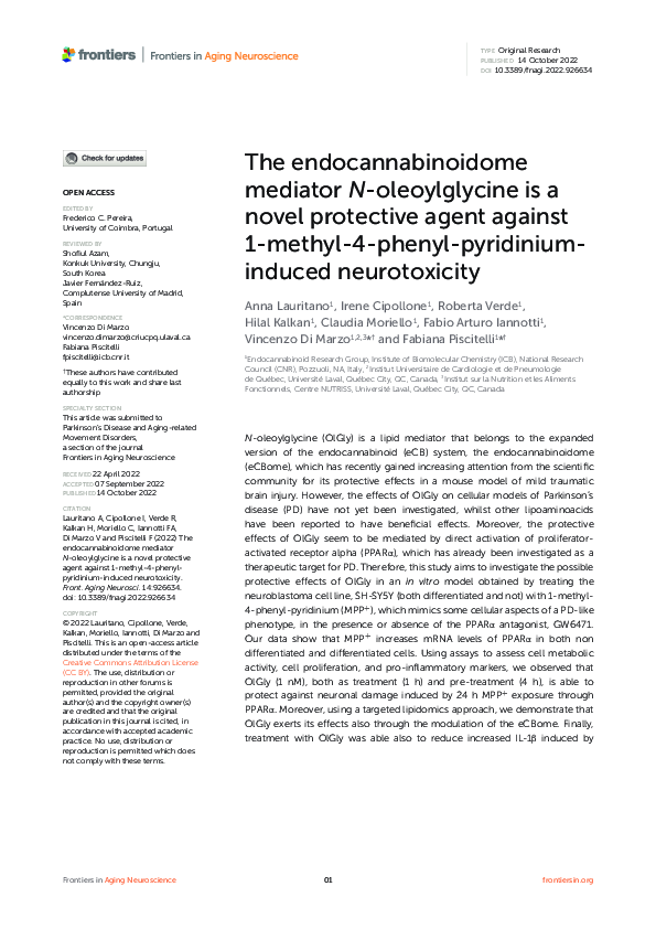 (PDF) The endocannabinoidome mediator N-oleoylglycine is a novel ...