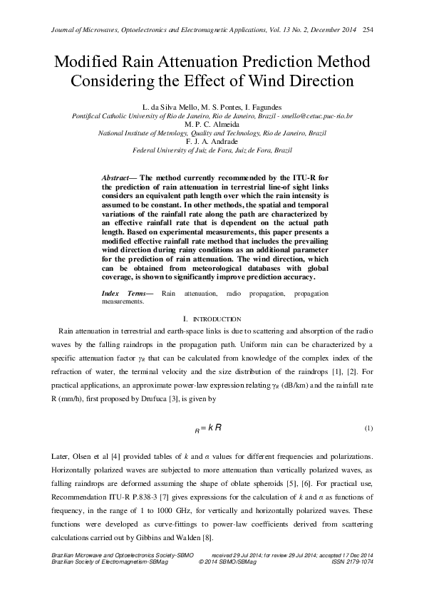 (PDF) Modified rain attenuation prediction method considering the ...