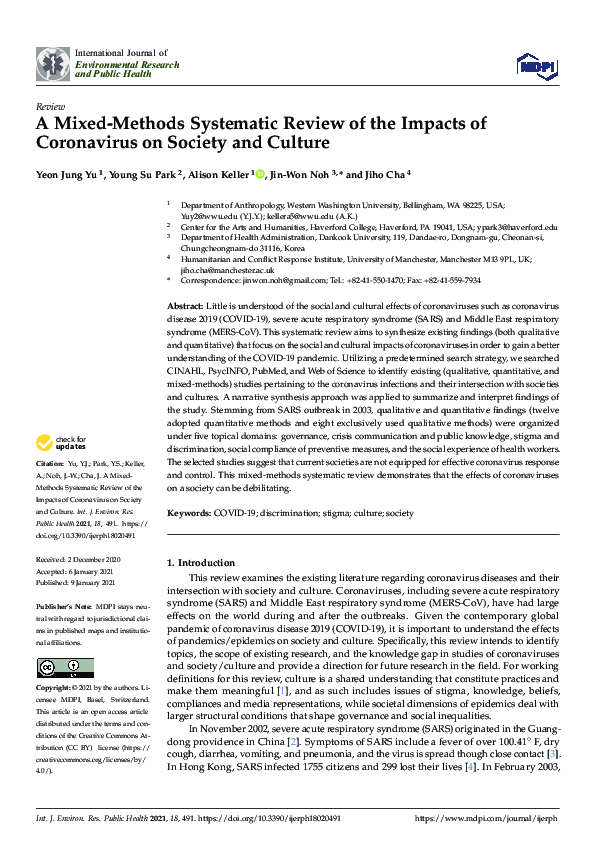 (PDF) A Mixed-Methods Systematic Review of the Impacts of Coronavirus ...
