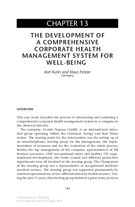 (PDF) The Development of a Comprehensive Corporate Health Management ...