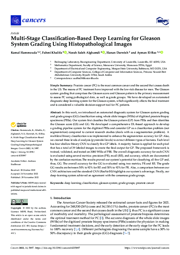 (PDF) Multi-Stage Classification-Based Deep Learning for Gleason System Grading Using ...