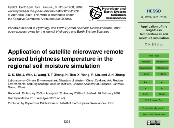 (PDF) Application of satellite microwave remote sensed brightness temperature in the regional ...