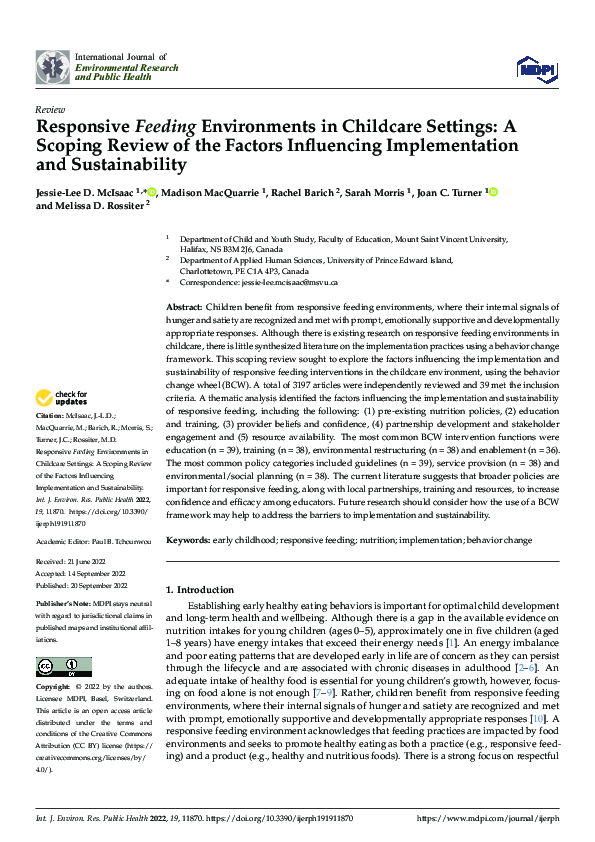 (PDF) Responsive Feeding Environments in Childcare Settings: A Scoping Review of the Factors ...
